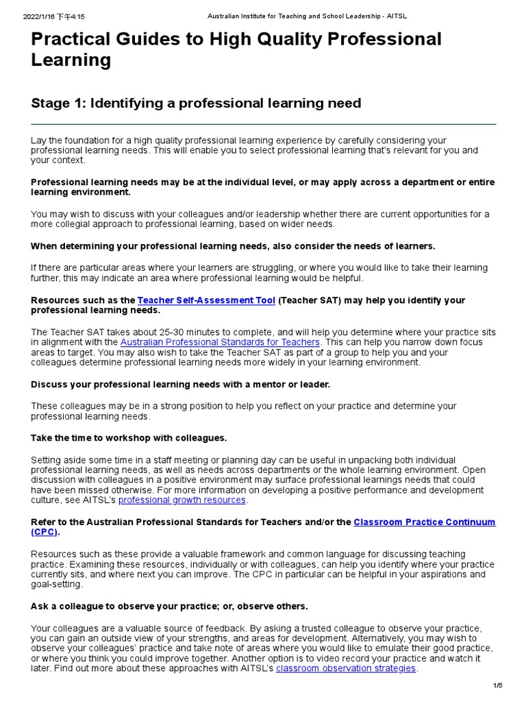Australian Institute For Teaching and School Leadership - AITSL | PDF ...