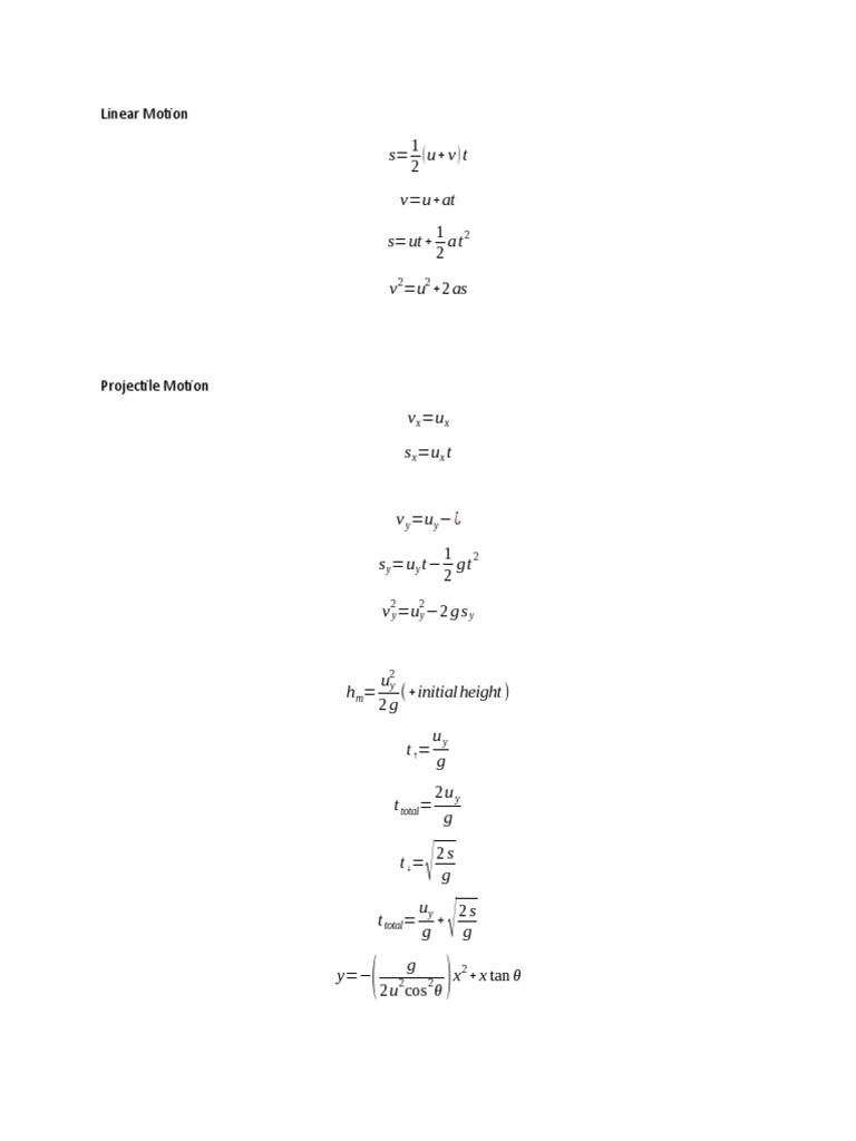 Physics Module 1 Formula Sheet | PDF | Theory Of Relativity | Motion ...