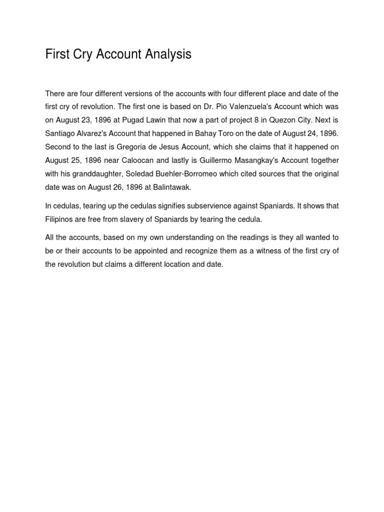 Alvarez's Account of the First Cry | PDF | Politics | Social Science