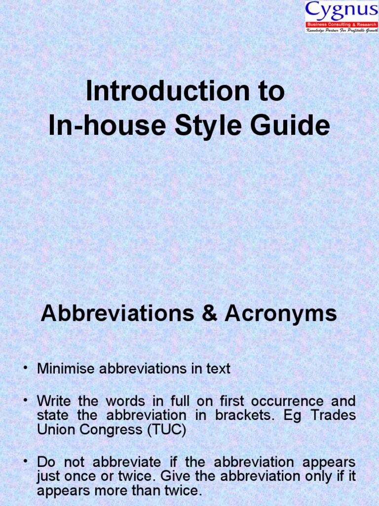 Introduction To In-House Style Guide | PDF | Acronym | Joint Chiefs Of ...