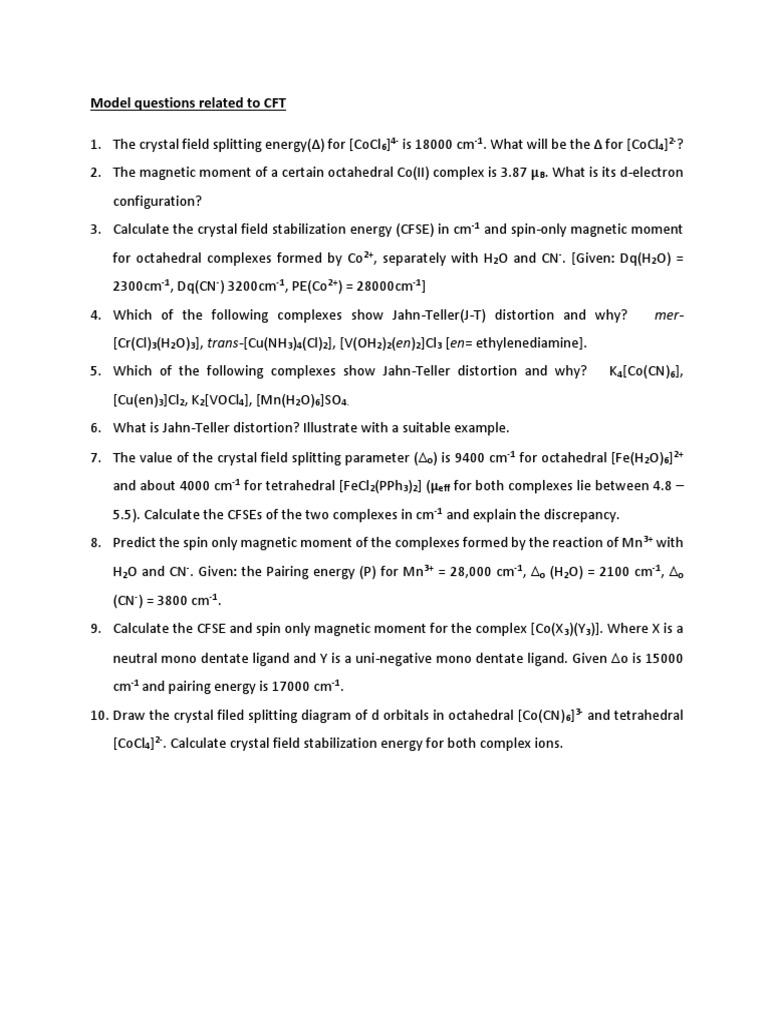 Model Questions Related To CFT | PDF