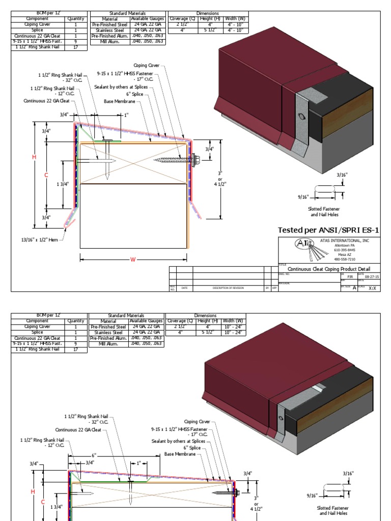 Continuous Cleat Coping Product Detail | PDF | Building Materials ...