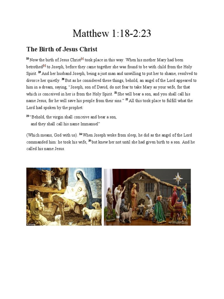 Matthew 1:18-2:23: The Birth of Jesus Christ | PDF | Nativity Of Jesus ...