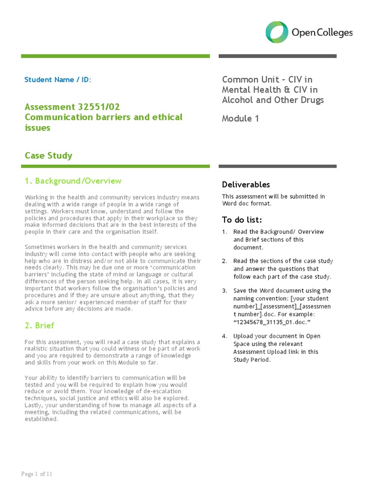 32551.02 CertIV in MH AOD Assessment 2 Module 1 | PDF | Language ...