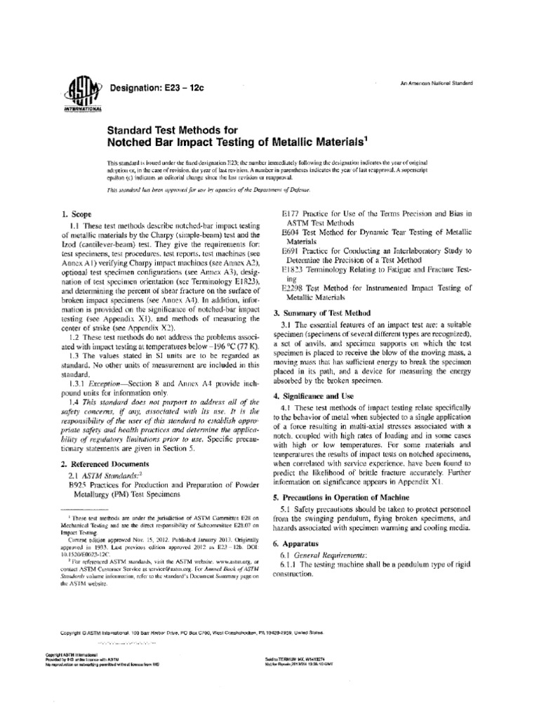 Astm E23 | PDF