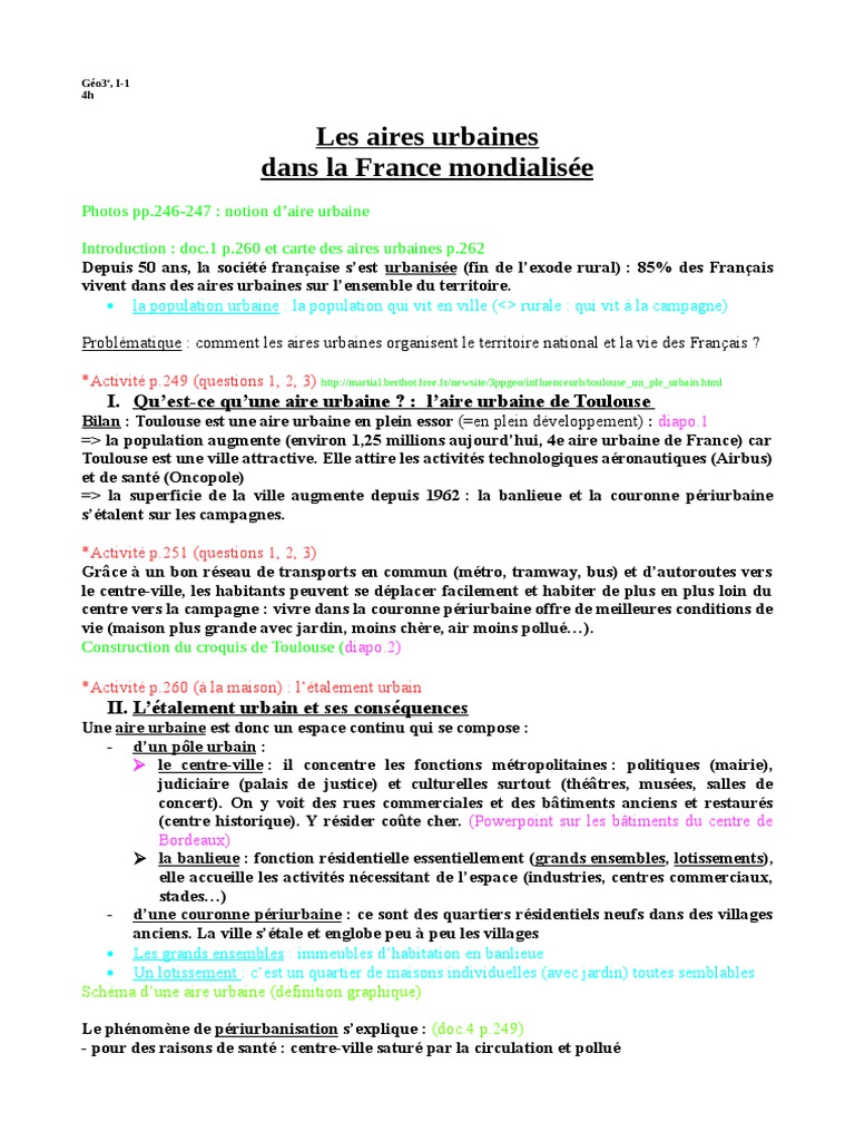 Aires urbaines et périurbanisation en France | PDF | Migration ...