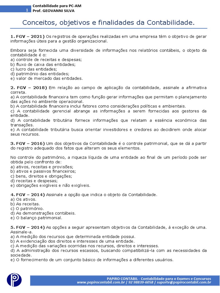 Fundamentos da Contabilidade: conceitos, objetivos e técnicas contábeis ...
