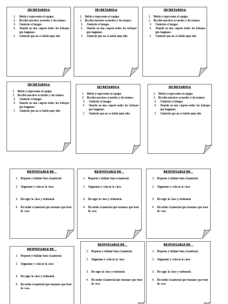 Tarjetas Roles | PDF