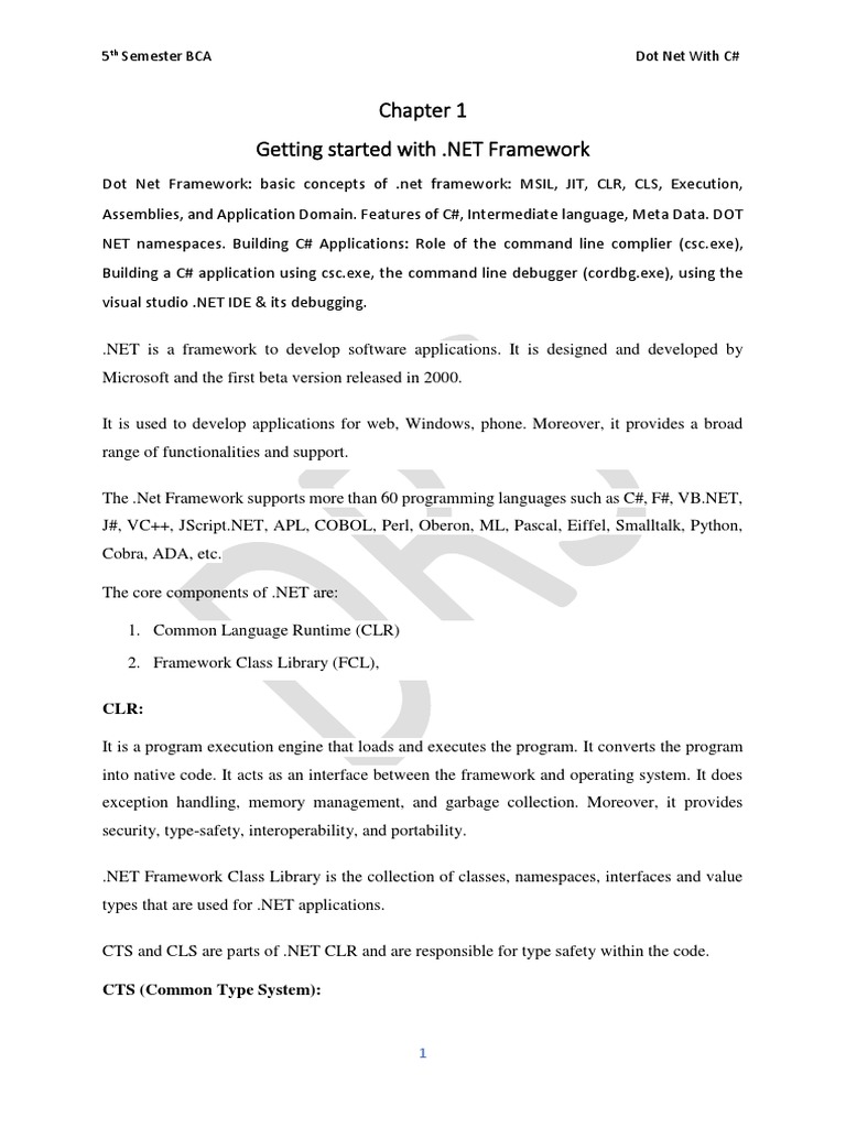 5 Semester Bca Dot Net With C# | PDF | C Sharp (Programming Language ...