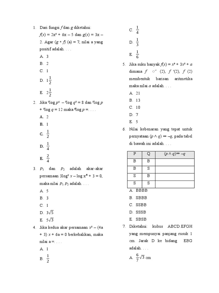 Tkdu Mat Dasar 1 & 2 | PDF