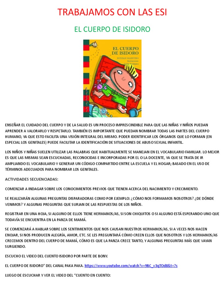 Trabajamos Con Las Esi: El Cuerpo de Isidoro | PDF | Cognición