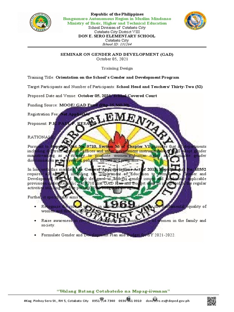 GAD Training Matrix | PDF | Gender And Development | Rights