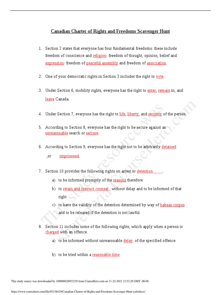 This Study Resource Was: Canadian Charter of Rights and Freedoms ...