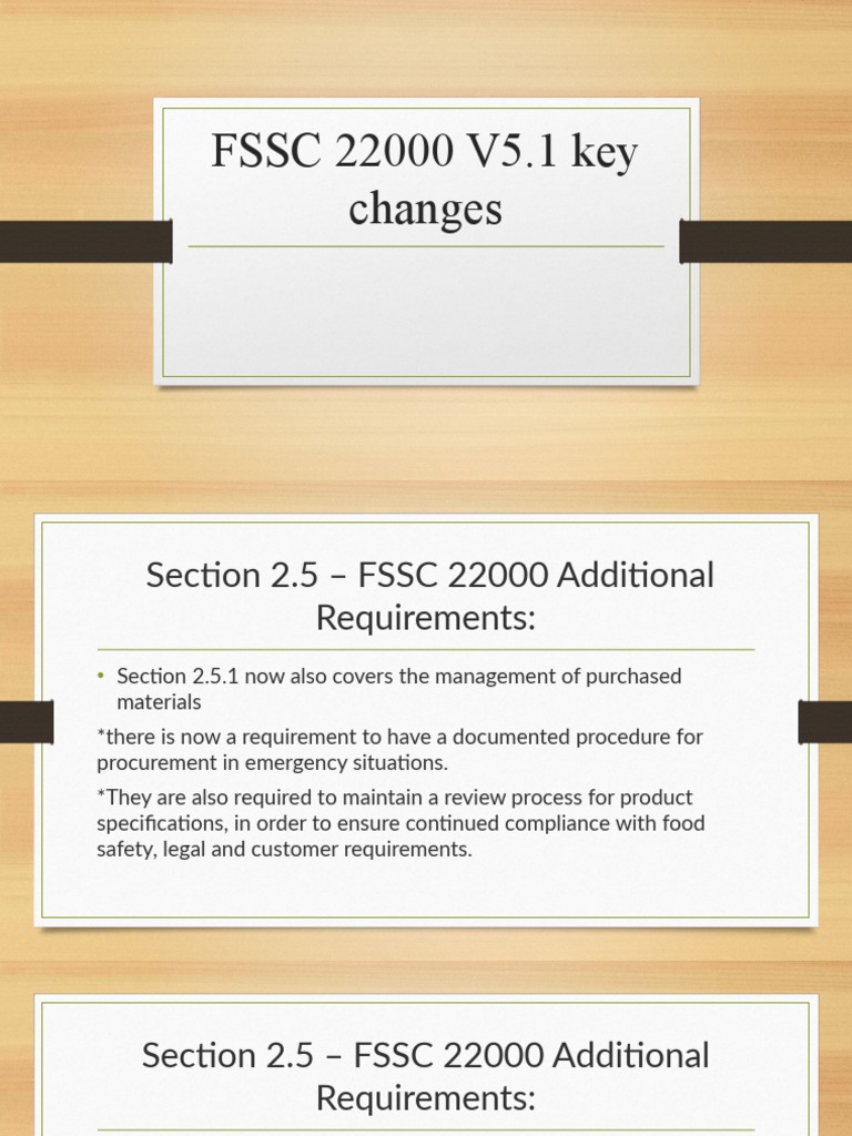 FSSC 22000 V5.1 New Requirements Overview | PDF