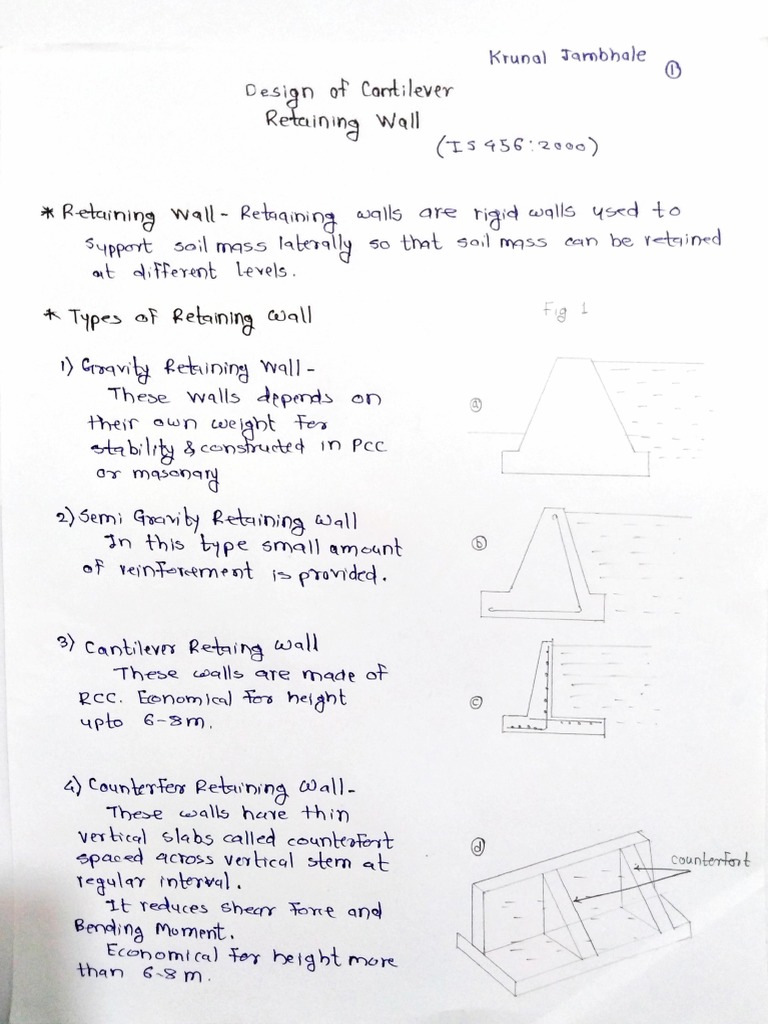 Design of Cantilever Retaining Wall | PDF