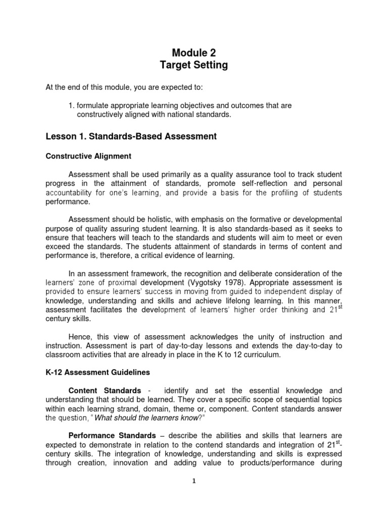 Chapter 2 Target Setting | PDF | Educational Assessment | Learning