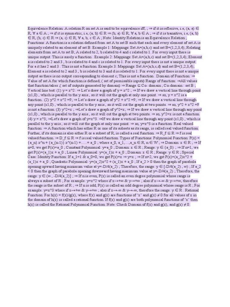 Relations | PDF | Function (Mathematics) | Polynomial Relations | PDF | Function (Mathematics) | Polynomial