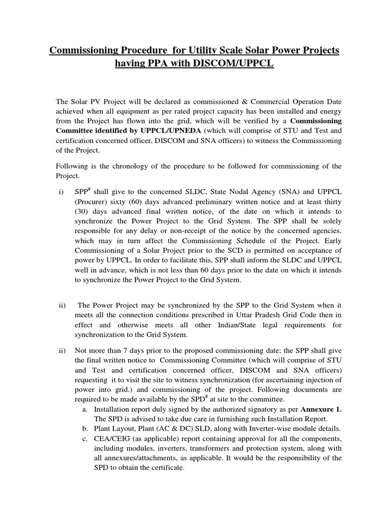 Commissioning Procedure Final | PDF | Photovoltaic System | Photovoltaics