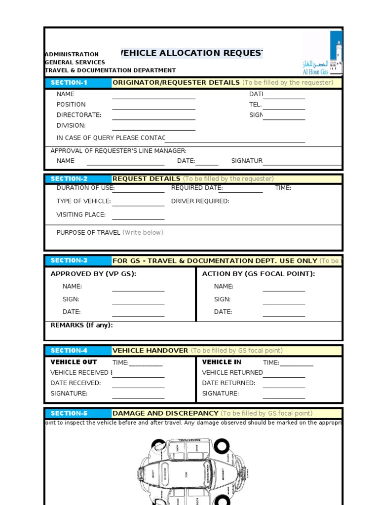 Vehicle Allocation Request Form | PDF | General Schedule (Us Civil ...