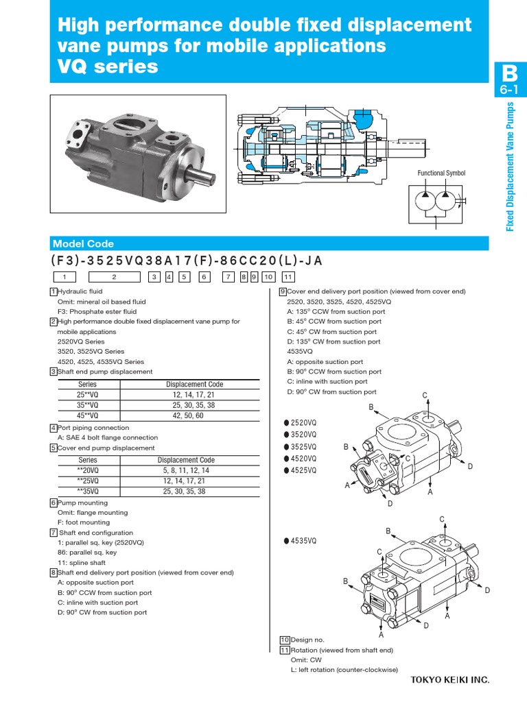 High Performance Double Fixed Displacement Vane Pumps For Mobile ...