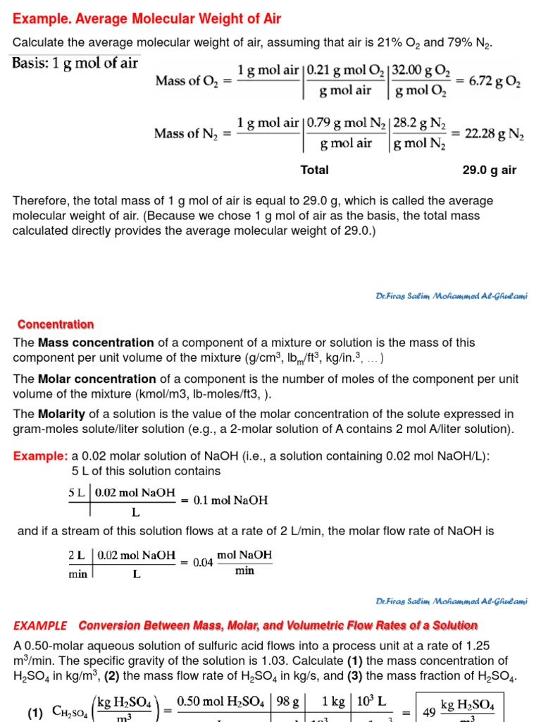 Example. Average Molecular Weight of Air | PDF | Pressure | Mole (Unit)