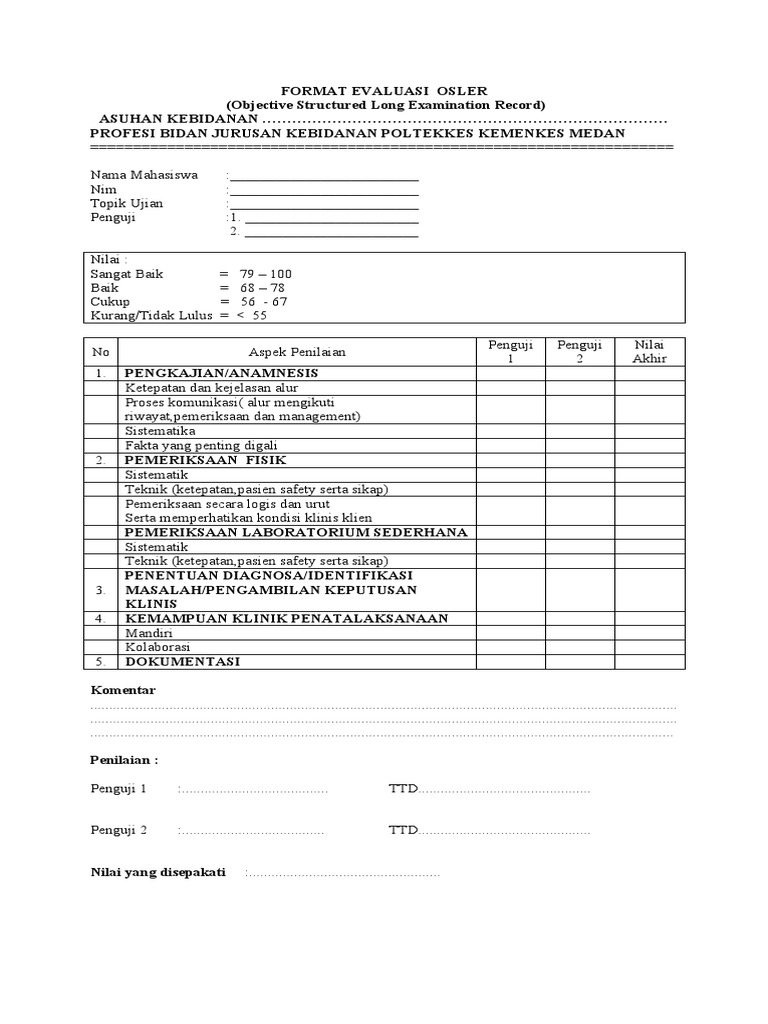Format Evaluasi Osler | PDF