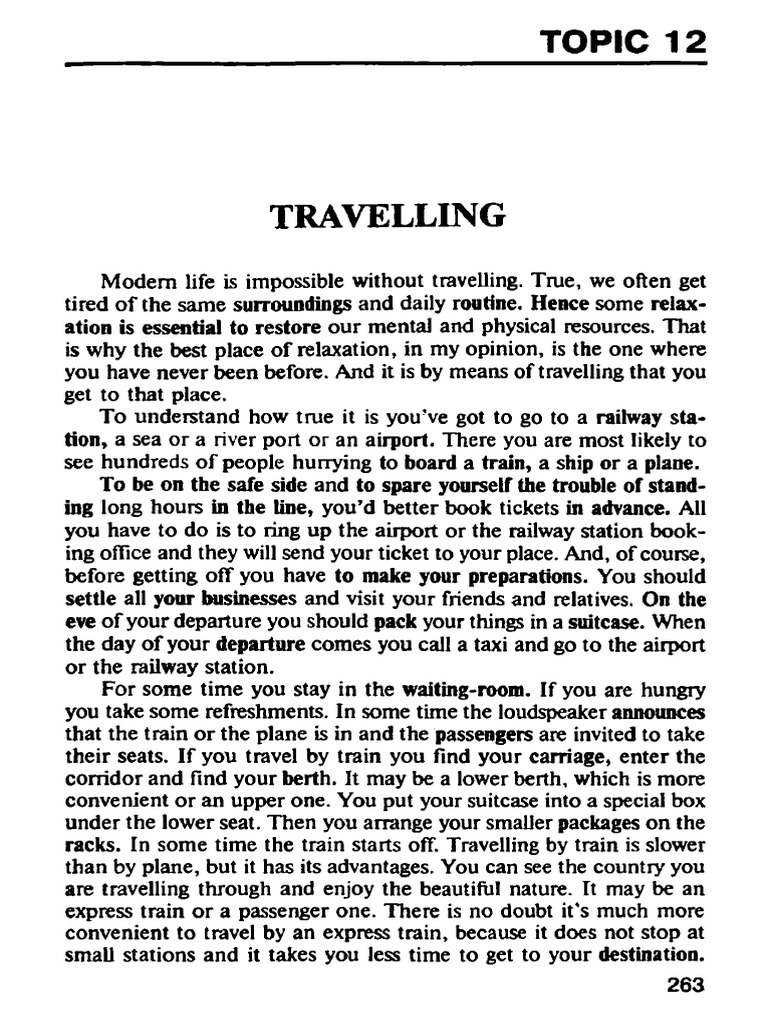 Travelling: Topic 1 2 | PDF | Train | Transport