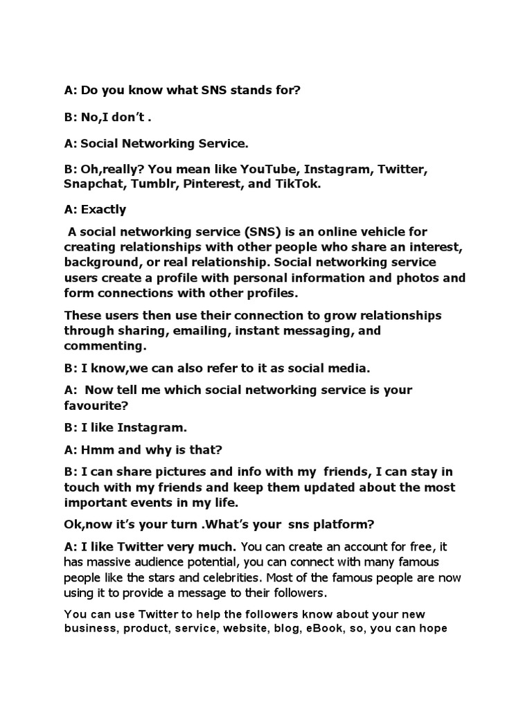 A: Do You Know What SNS Stands For? | PDF