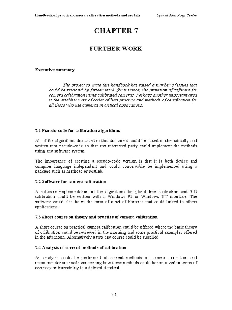 Handbook Chapter 7 - FURTHER WORK | PDF