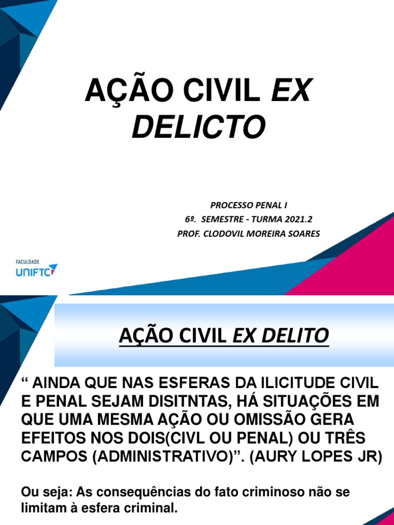 Ação civil ex delicto DPP I 2021 | PDF | Sentença (jurídico ...