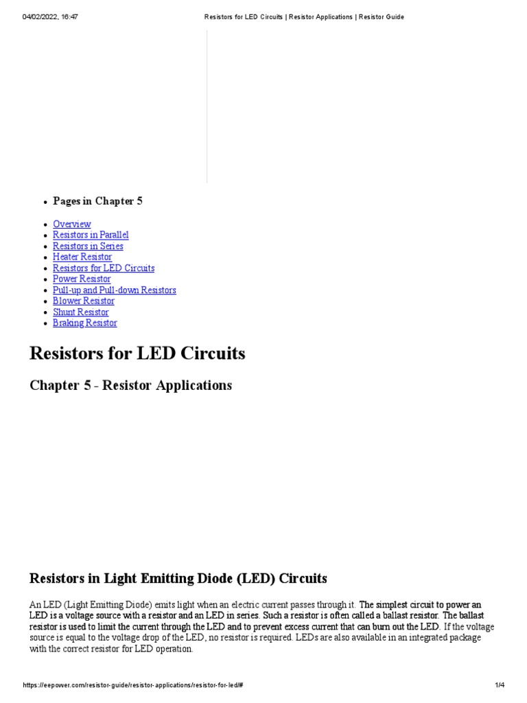 Resistors For LED Circuits - Resistor Applications - Resistor Guide ...