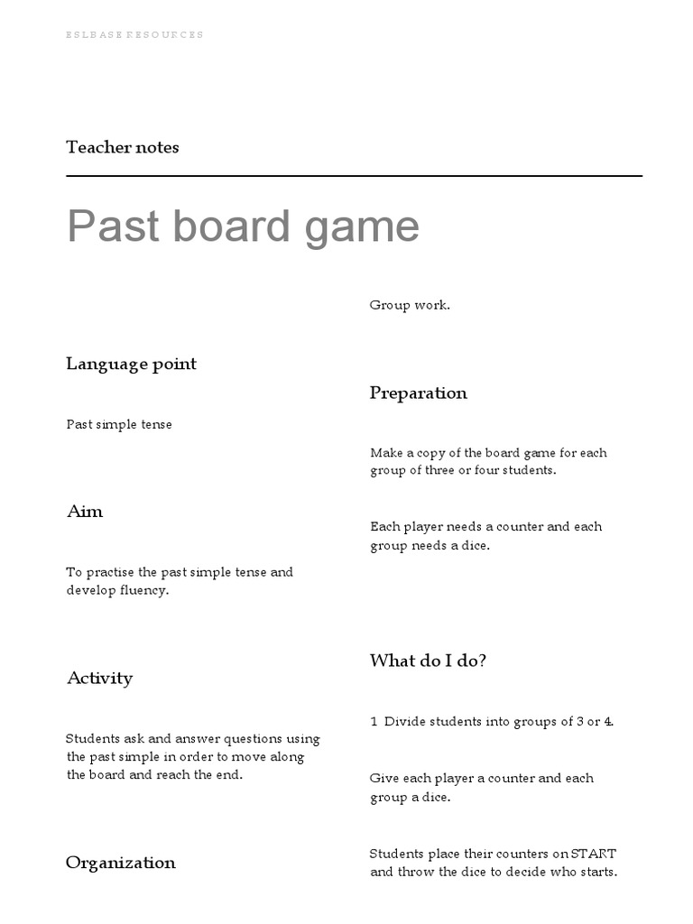 Past Simple Board Game | PDF | Linguistics | Human Communication