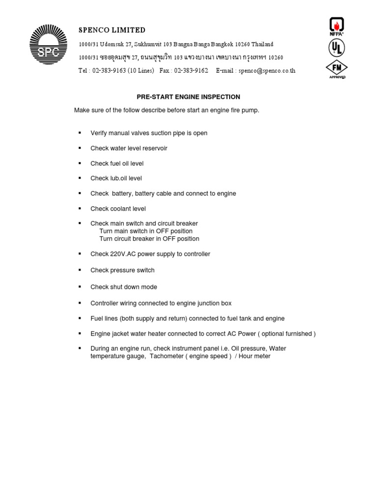 Pre-Start Up and Check List1 | PDF | Pump | Power Supply