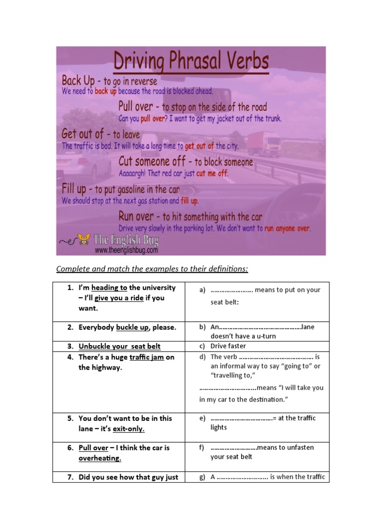 Driving Vocabulary | PDF | Traffic | Car