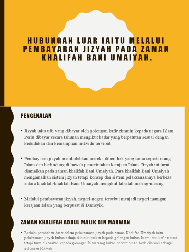 Hubungan Luar Iaitu Melalui Pembayaran Jizyah Pada Zaman | PDF