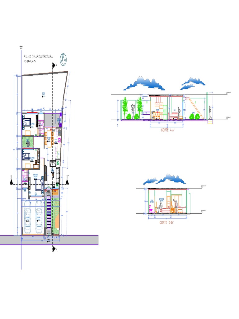 VIVIENDA MULTIFAMILIAR Planta y Cortes-Model | PDF