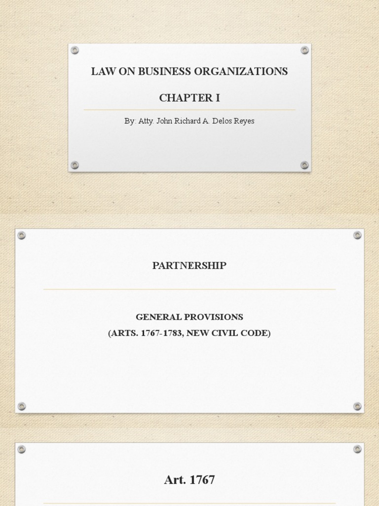 Chapter 1 - General Provisions | PDF | Partnership | General Partnership