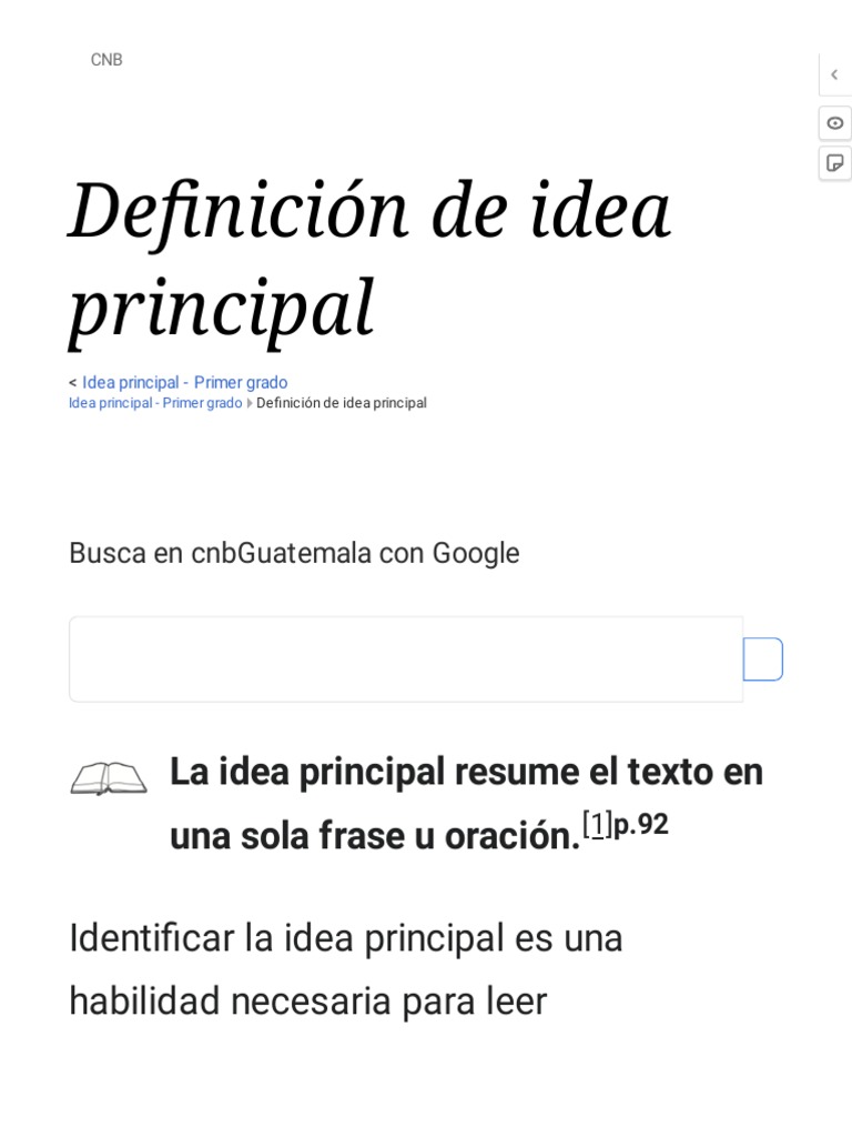Definición de Idea Principal - CNB | PDF | Oración (Lingüística ...