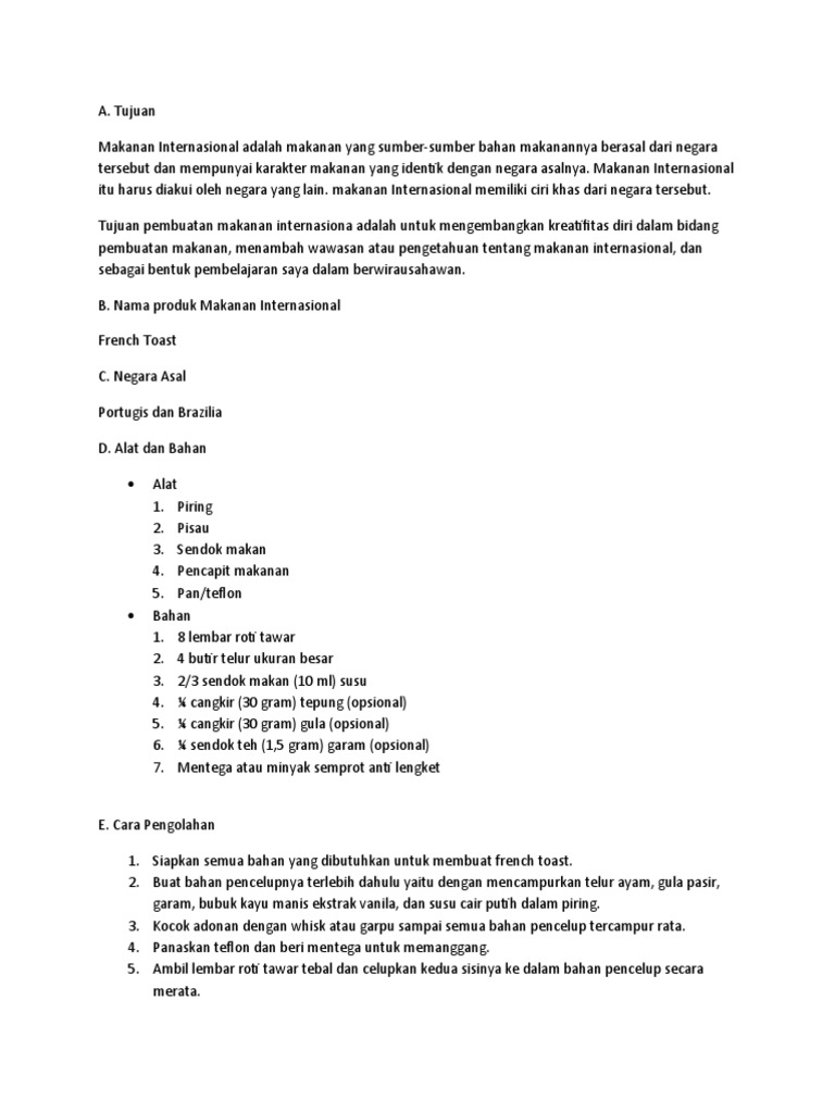 PKWU Laporan Makanan | PDF