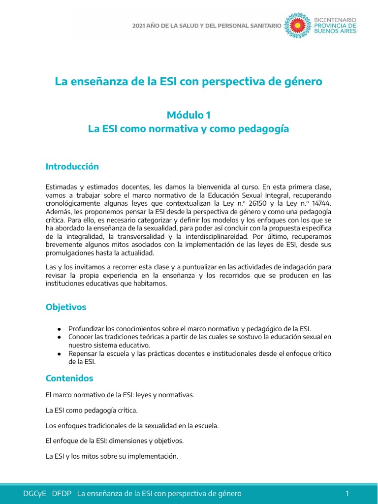 Esi Modulo 1 | Descargar gratis PDF | Educación sexual | Género
