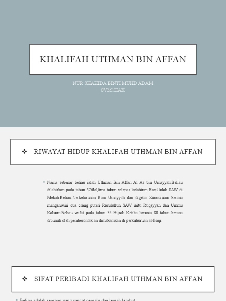 Khalifah Uthman Bin Affan | PDF