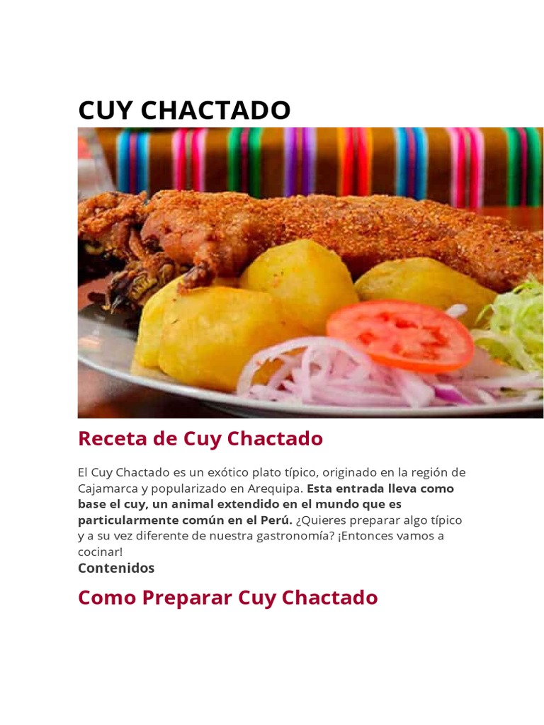 Cuy Chactado Arequipa | PDF | Cocina, comidas y vino