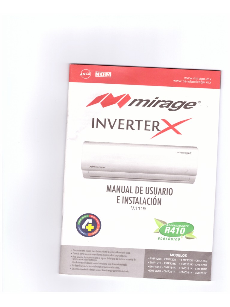 Manual de Usuario e Instalacion Mirage Inverter X | PDF