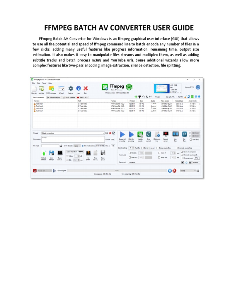 FFmpeg Batch User Guide en | PDF | Computer File | Command Line Interface
