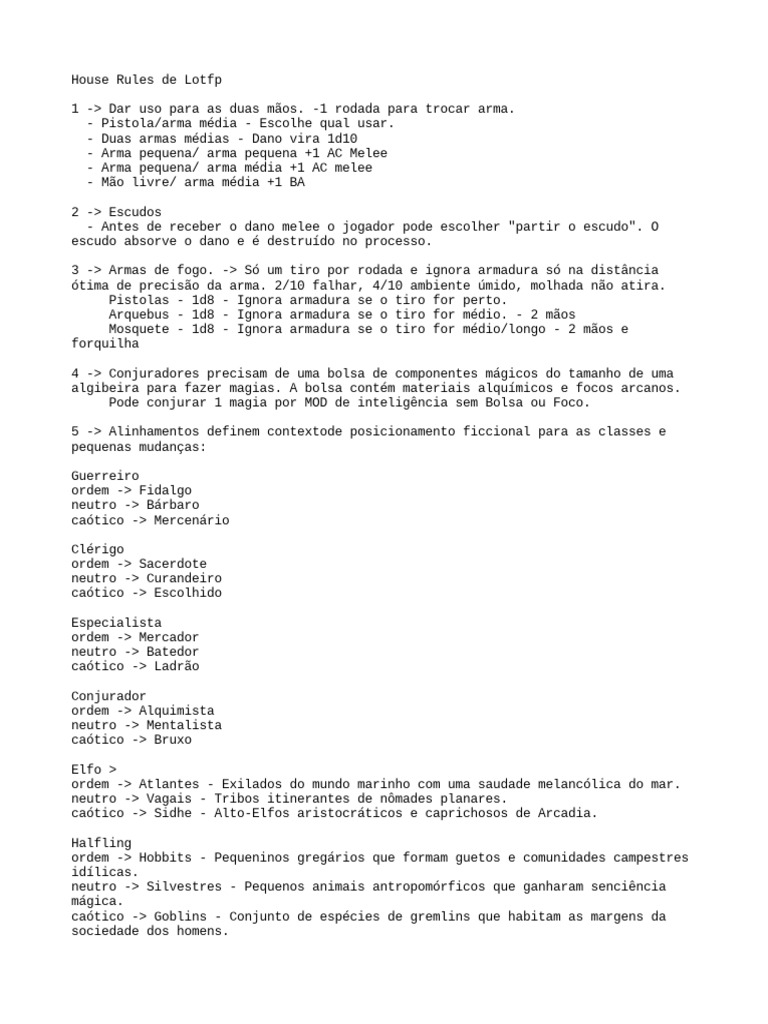 LOTFP | PDF | Armas de fogo