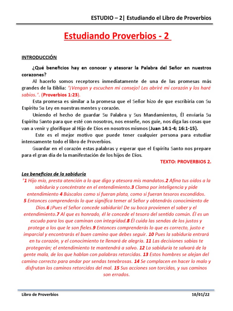 PROVERBIOS 02 - (Estudiando El Libro de Proverbios | PDF | Libro de ...