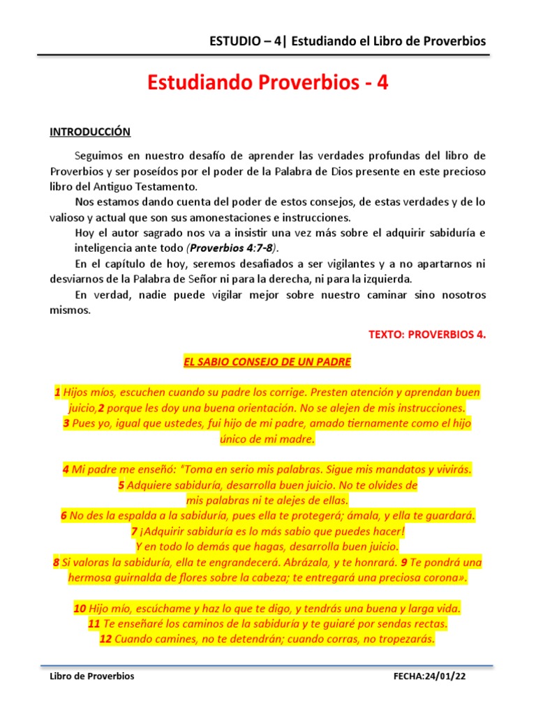 PROVERBIOS 04 - Estudiando El Libro de Proverbios | PDF | Libro de ...