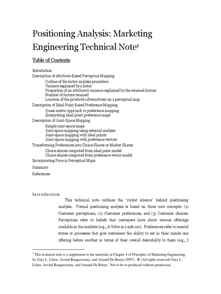 TN05 - Positioning Technical Note | PDF | Factor Analysis | Matrix ...