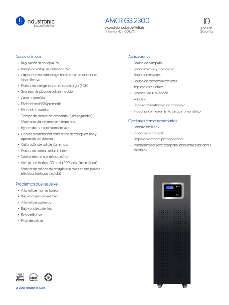 Acondicionador de Voltaje Trifásico 45-60 kVA | PDF | Transformador ...