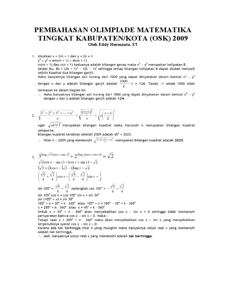 Pembahasan Matematika Osk 2009 | PDF